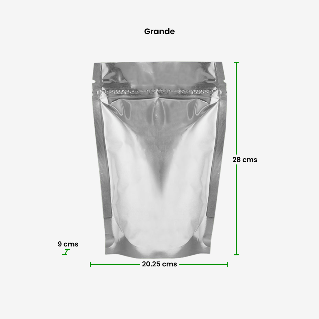 Bolsas stand up pouch plateadas con zipper - Broempaques